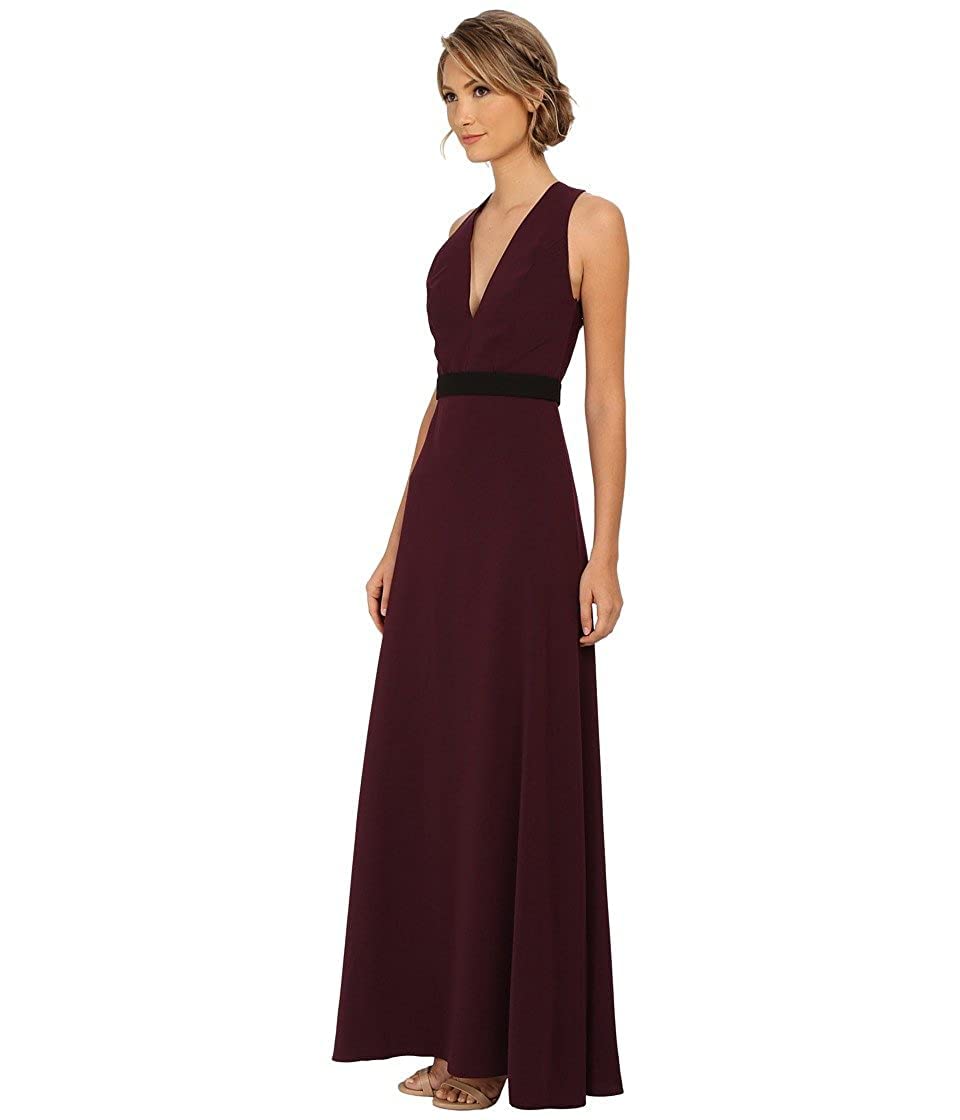 Jill Jill Stuart Women’s Sleeveless Deep V Belted Crepe Gown Black 10