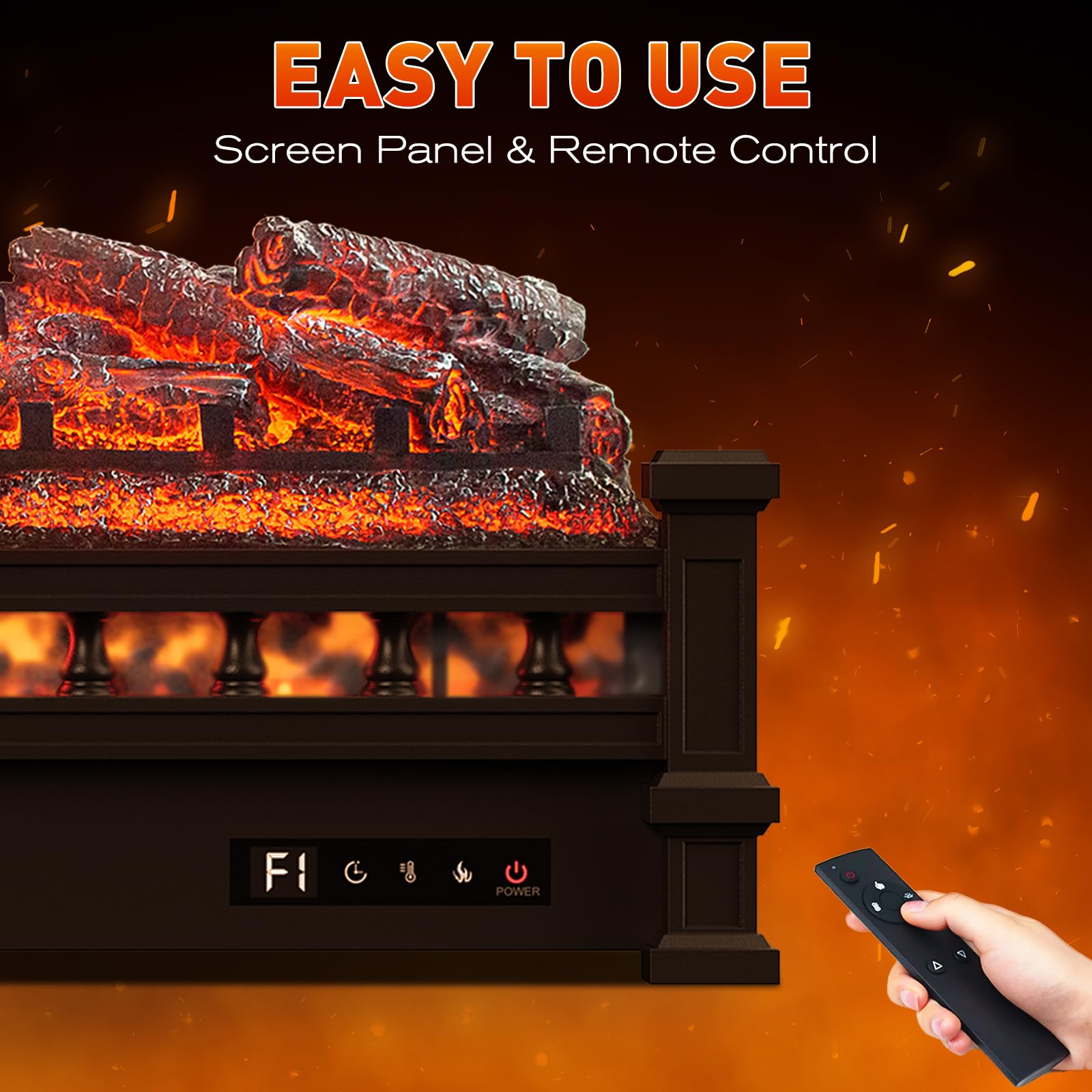 Hocookeper 31 inch Electric Fireplace, Wall Mounted and Recessed Fireplace Linear Fireplace Insert with Remote Control, Adjustable Flame Colors, Timer,750w/1500w, Black