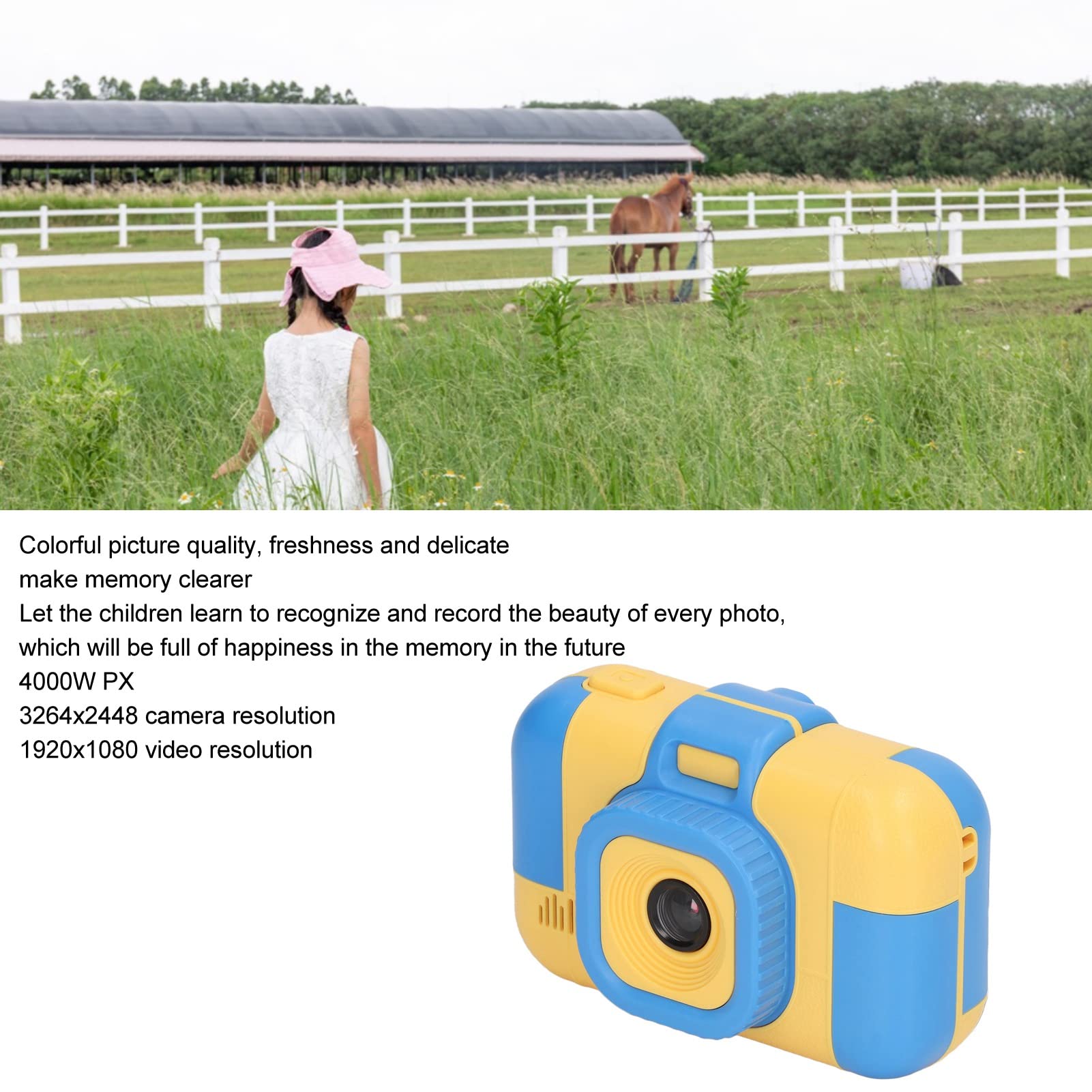 Kid Camera Digital, One Click Switching Cartoon Photo Frame Childrens Camera Support Video Recording 40MP Blue for Outdoor
