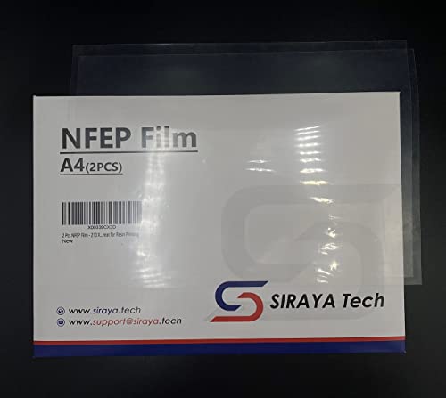 Siraya Tech 2 Pcs NFEP Film - A4 Size (210 X 297mm) Better Durability Fewer Layer Lines Accurate Print Results Great for Resin Printing Better Performance Over FEP for LCD DLP 3D Printers