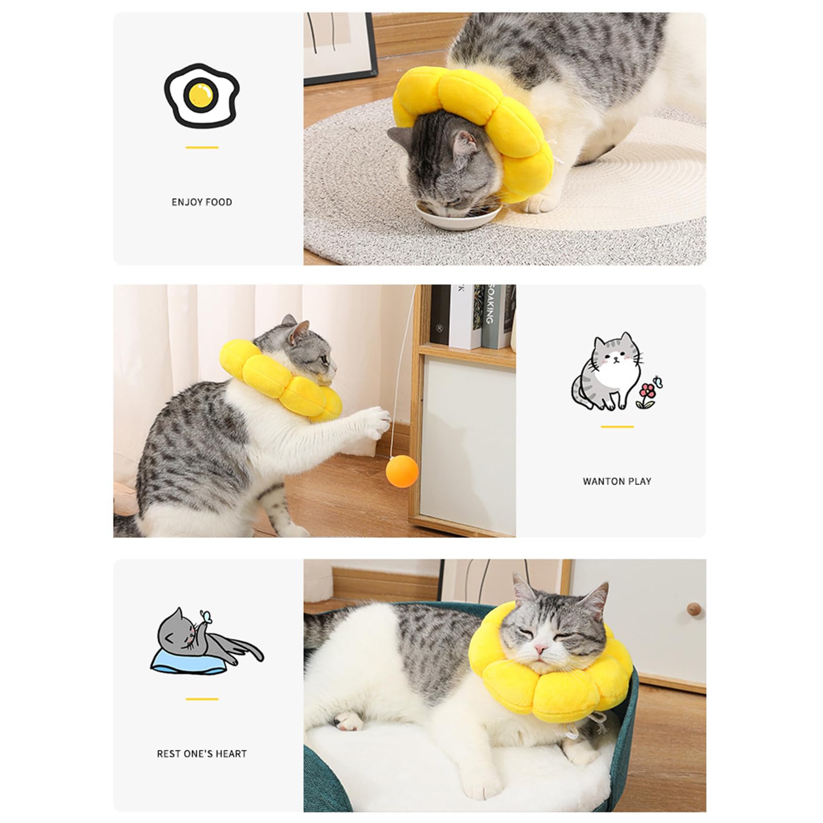 XINAJUND AntiBiting Injury Flower Elizabethan Collar for Cats Dog Soft Collar Pet Wound Recovery Licking Supply