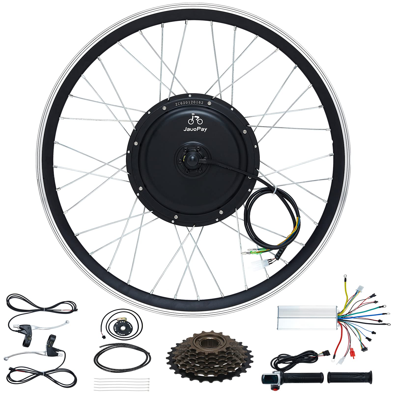 JAUOPAY Electric Bicycle Conversion Kit, 36V 750W EBike Brushless Gearless Hub Motor, 22.5" Rear Wheel Frame for 26" x 1.95"~2.125" Tire, Dual Mode Controller
