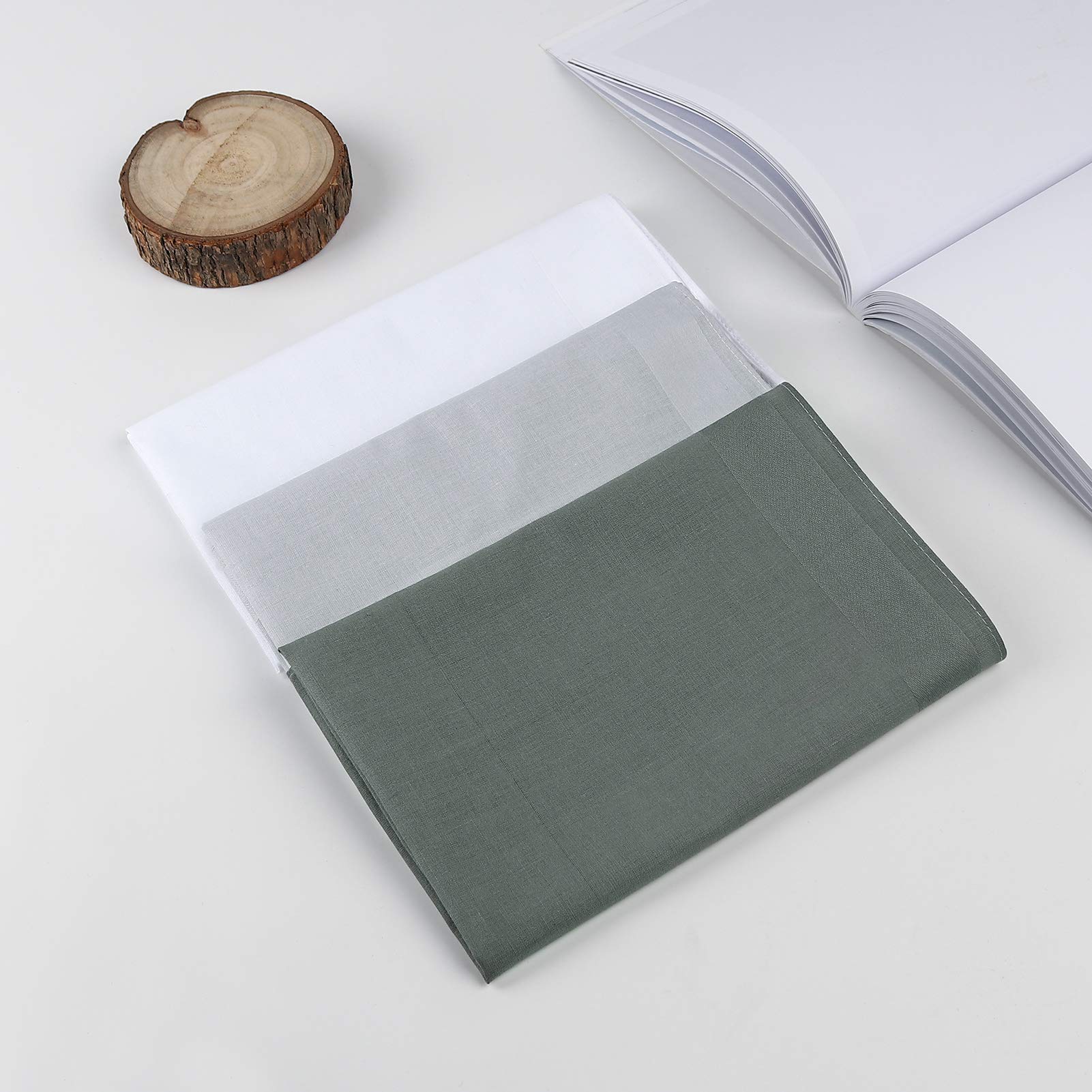 HOULIFE 100% Cotton Women's Men's Handkerchiefs, Solid Stripe Handkerchiefs for Men & Women Soft Cotton Hankies 15.7x15.7 β