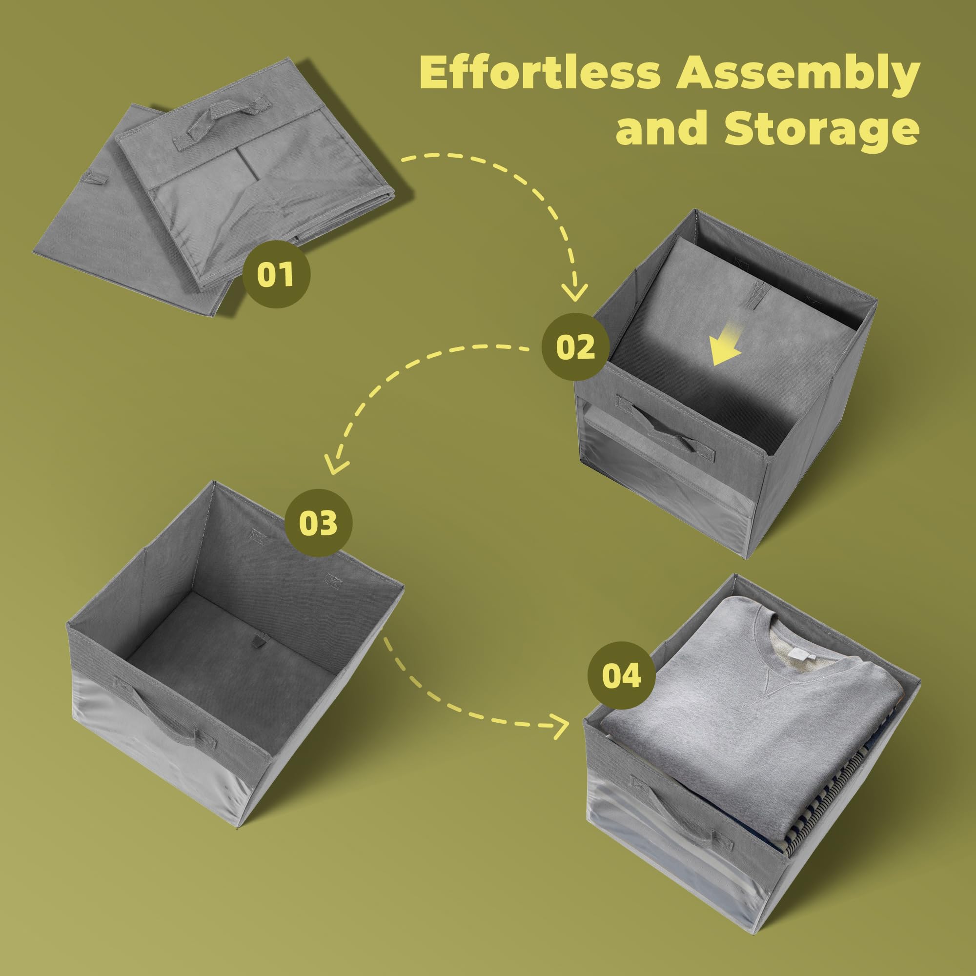 STORAGEIDEAS Storage Cubes,13 Inch Cube Storage Bins With Clear Window,Set of 10, Foldable Storage Cubes With Handles, Closet Storage Organizer Bins, Cubby Clothing Storage Baskets for Shelves, Gray