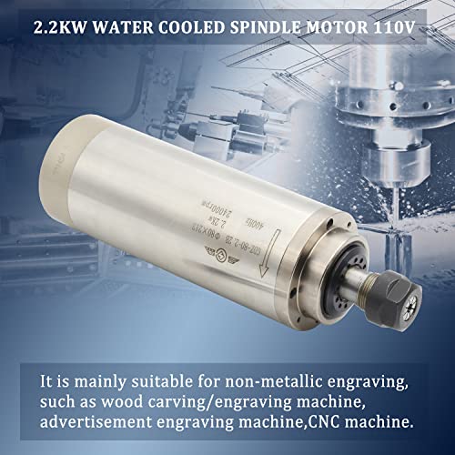 RATTMMOTOR 2.2KW Water Cooled Spindle 110V Spindle Motor 80mm 24000RPM+2.2KW VFD 110V Inverter Variable Frequency Drive+80mm Spindle Mount+80W Water Pump+ER20 Collet for CNC Router Milling Machine