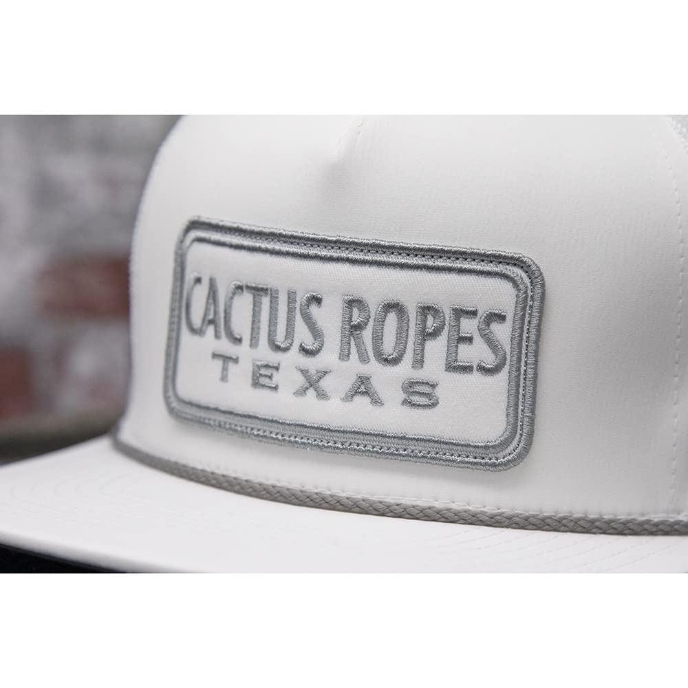 HOOEY CR086 (WSL) Adjustable White and Silver Snapback Trucker Cap w/Cactus Ropes Logo