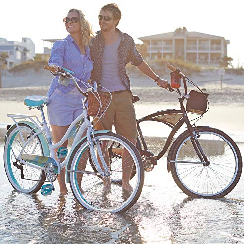 Huffy Panama Jack Women's Beach Cruiser Bike 26 inch 6-Speed, Lightweight, Pearl White