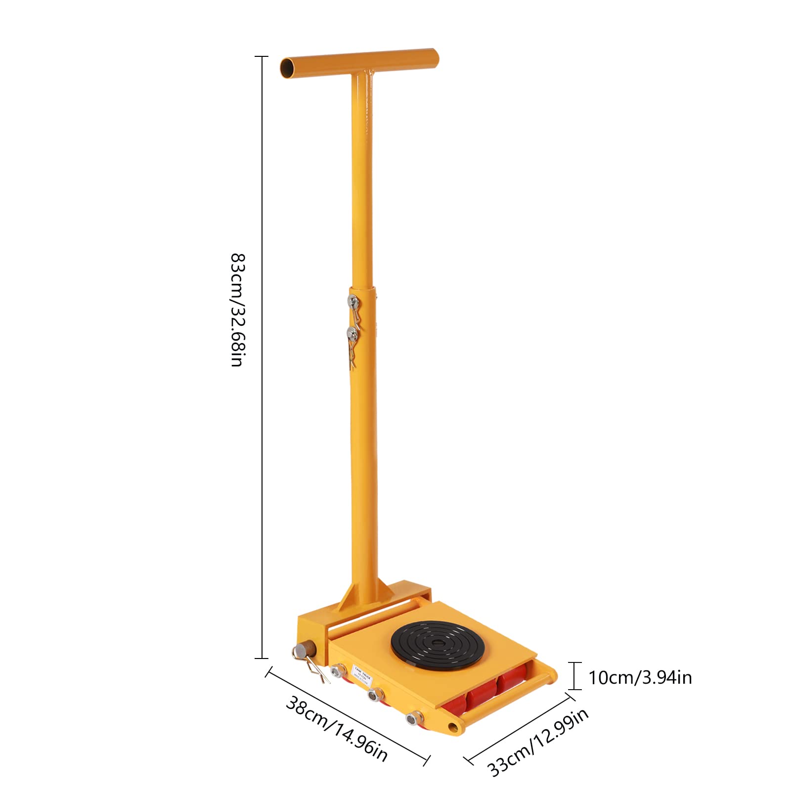 Heavy Duty Machine Dolly Skate, Machinery Roller Mover with Steering Handle, 8T 17600lbs Machine Moving Skates Industrial Machinery Mover Rotating Roller (15t 33000lbs)