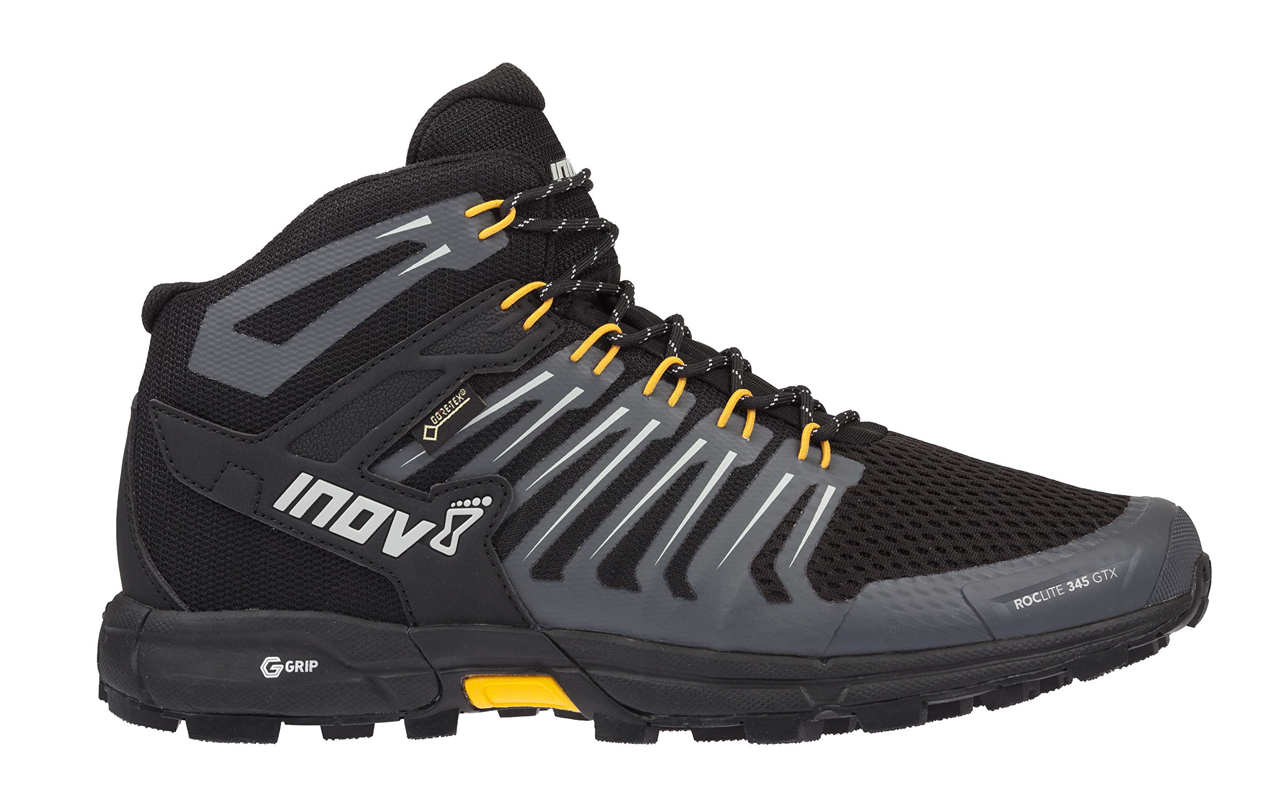 Inov-8 Mens Roclite 345 GTX - Lightweight Waterproof Hiking Boots - Black/Yellow - 10.5