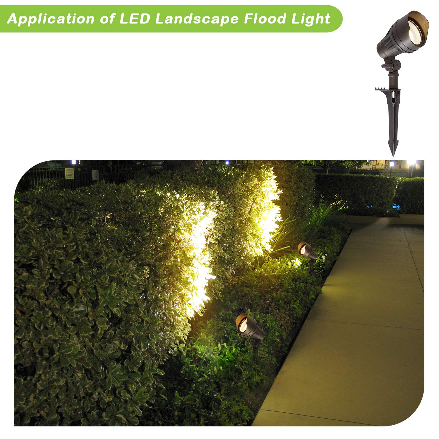 hykolity Low Voltage LED Landscape Spotlight, 10W 390LM 12V Wired for Outdoor Yard Lawn, Die-cast Aluminum Construction, 50-Watt Equivalent 15-Year Lifespan, 4 Pack