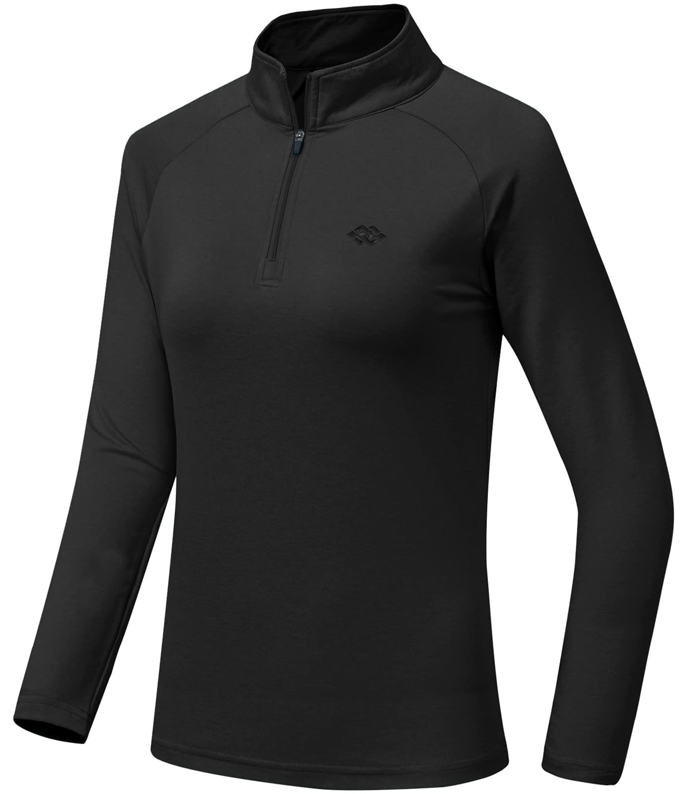 JINSHI Women Golf Pullover Womens Running Polo Shirts, Long Sleeve Zip-Up Shirts Jogger Tops, Breathable Relaxed Fit Collared Tops,Black M