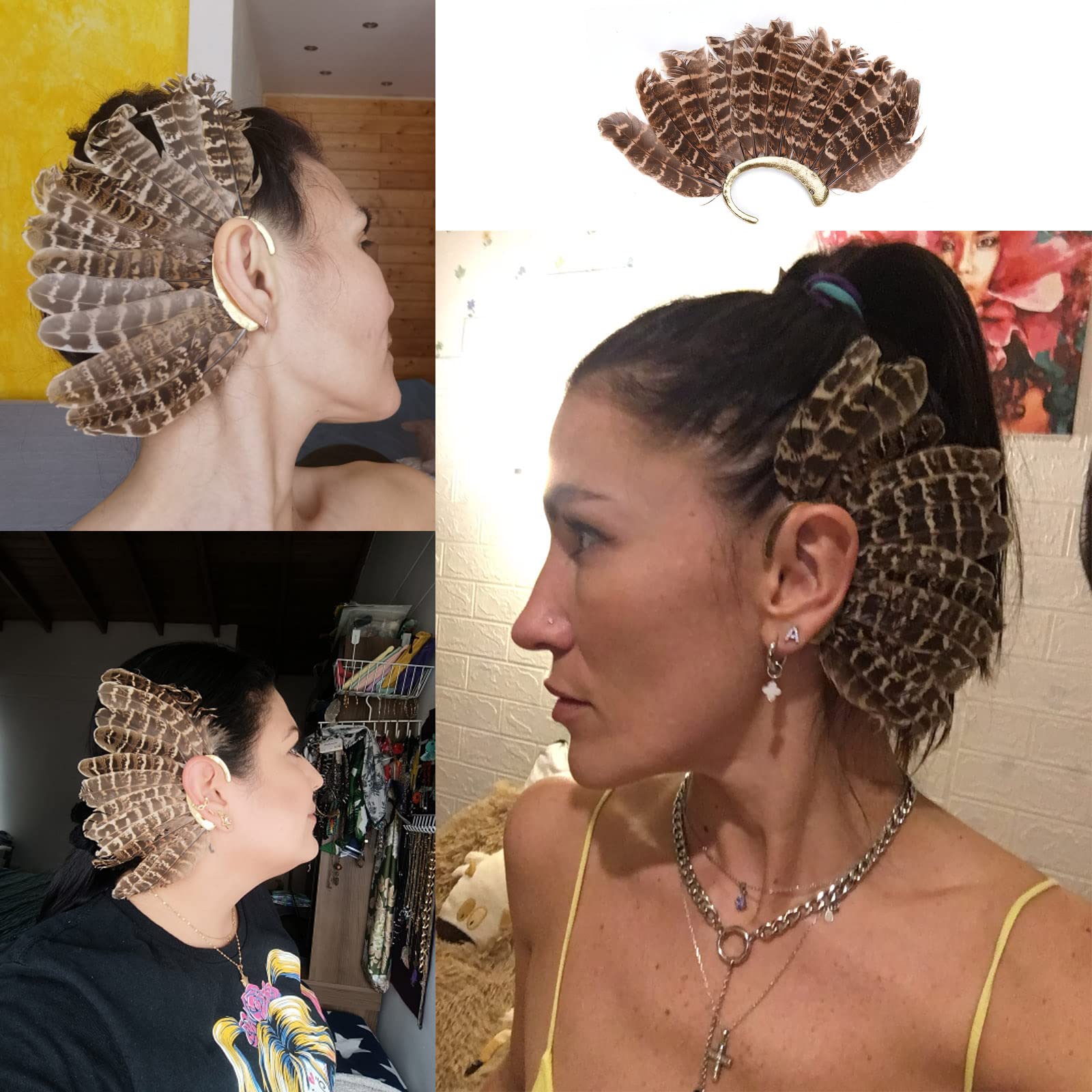 idealway 1Pc(Left Ear) Unisex Big Feather Ear Cuff Non Piercing Earring Cuffs & Wraps
