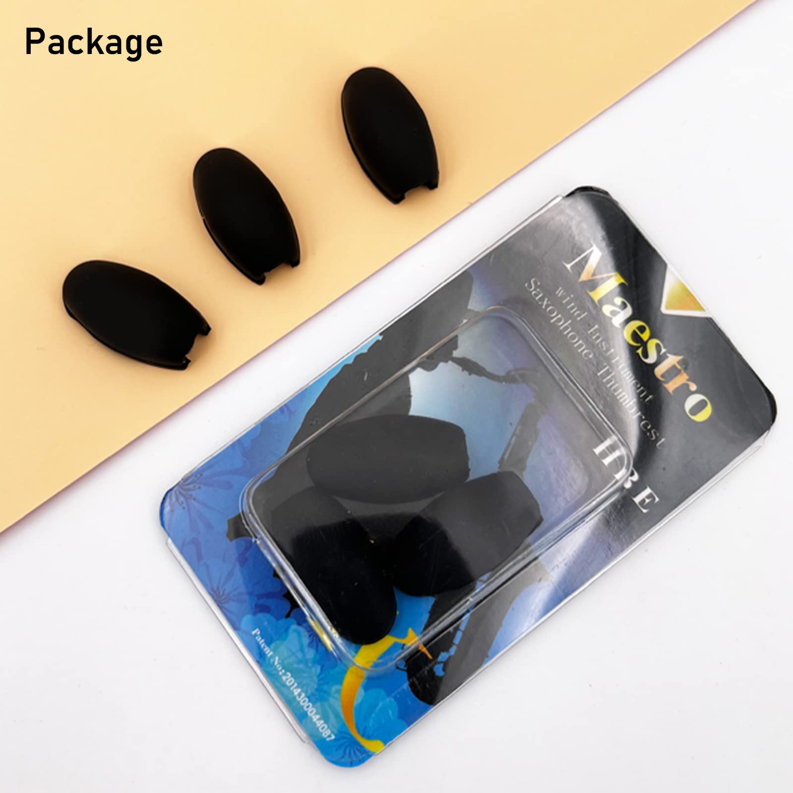 KAIY 3Pcs Saxophone Rubber Thumb Rest, Black Silicone Thumb Rest Palm Key Risers Finger Protector, for Alto Tenor Soprano Sax Key Pad Accessories