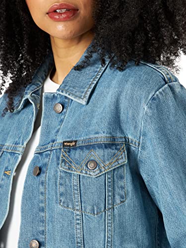 Wrangler Women's Relaxed Fit Memory Maker Jean Jacket, Basin, Large