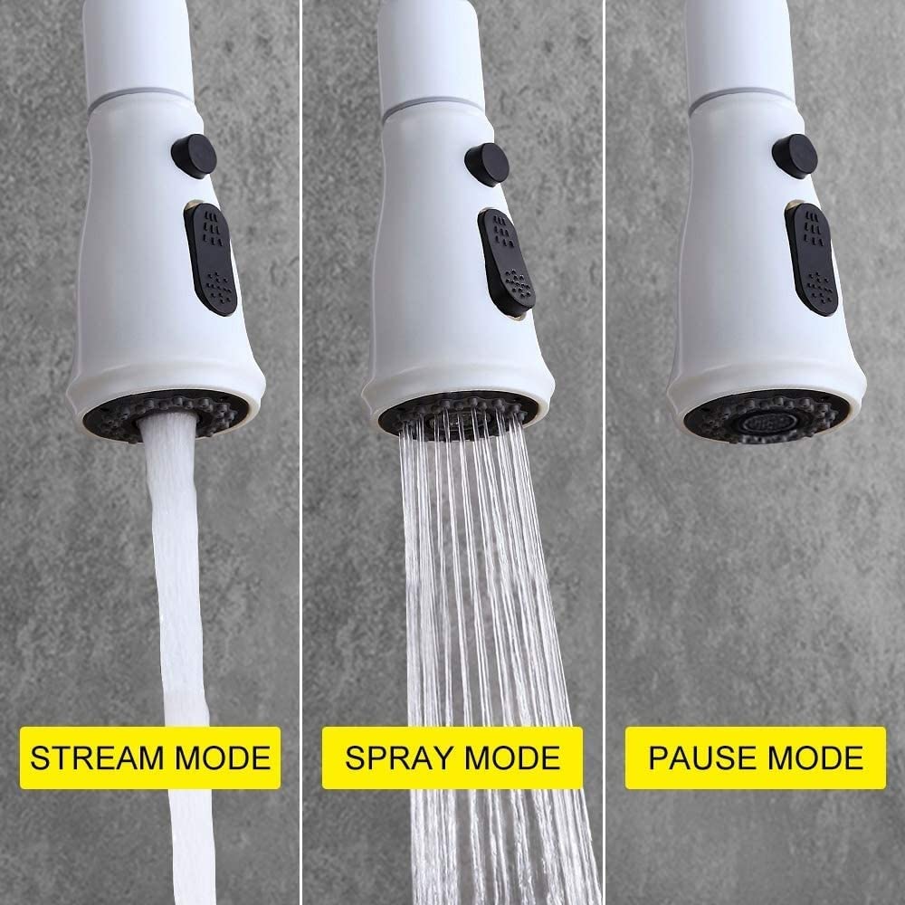 White Pull Out Spraye Kitchen Faucet