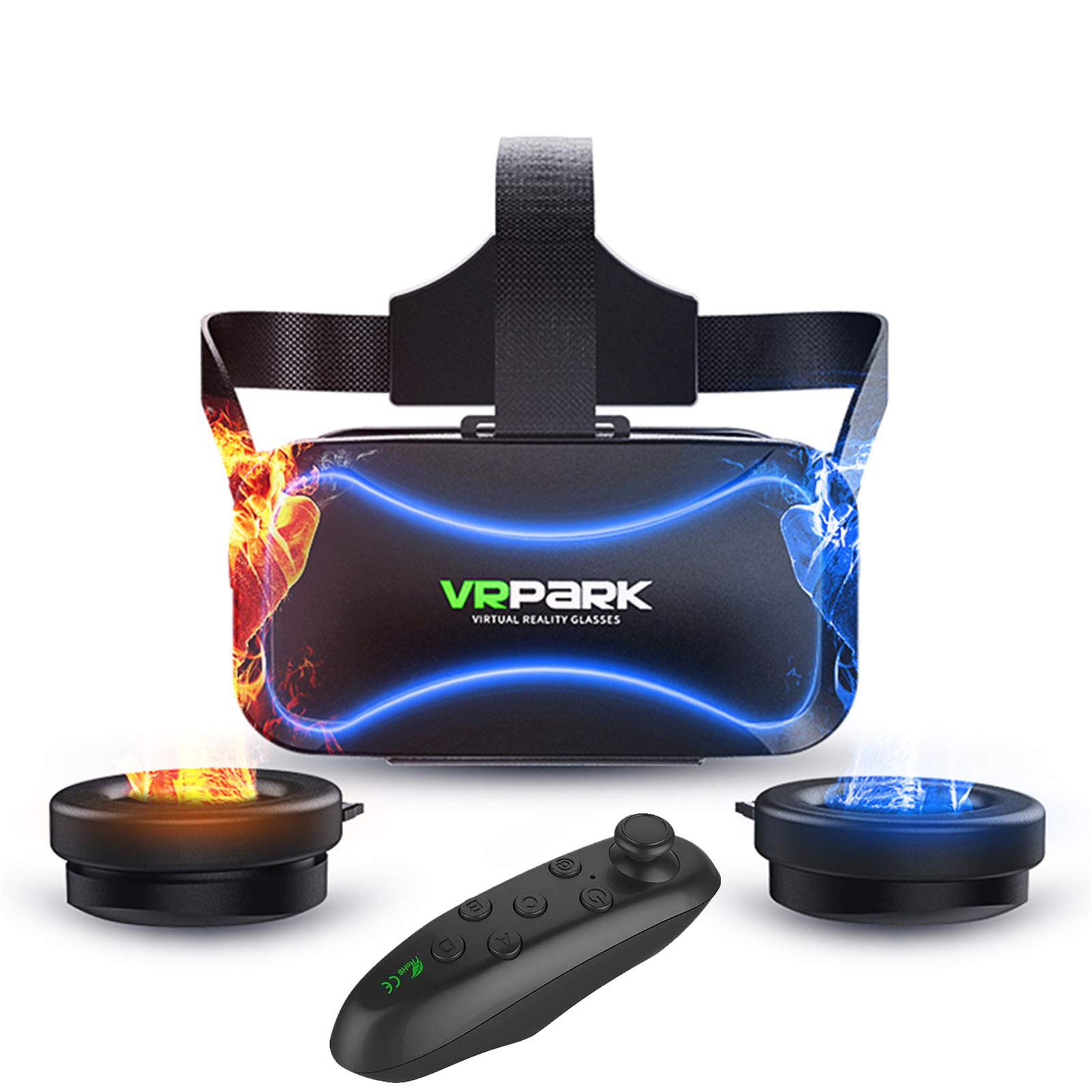Hzemci 3D Virtual Reality Headset - Headset VR Headset With Remote Control, Portable Adjustable Virtual Reality Headset, 360° Field Of View, Enclosed HiFi Stereo, Used For VR Games And 3D Movies