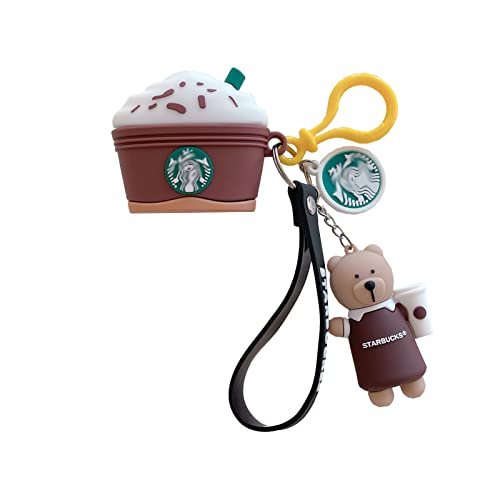 ZBDLXMD Compatible with AirPods 3rd Generation case,(2021 Release) Cute 3D Cartoon Kawaii Funny Fun Airpods 3 case, esigned with Drink Cup Keychain for Apple AirPods 3 Charging Case(Brown Coffee Cup)