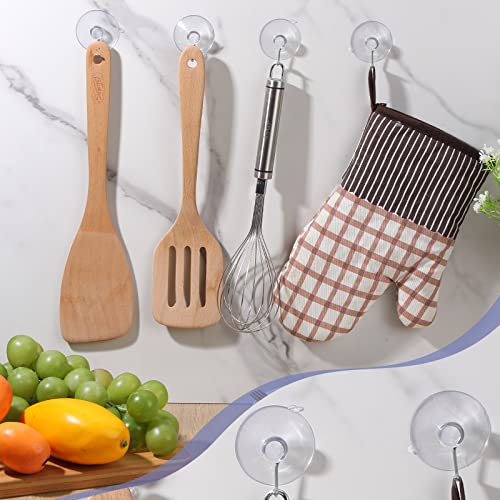 Unittype 120 Pieces Suction Cup Wall Hooks PVC Reusable Clear Suction Cups with Metal Hooks Practical Hanging Supplies Without Nails for Wall Door Glass Window Kitchen Bathroom Shower, 45 mm
