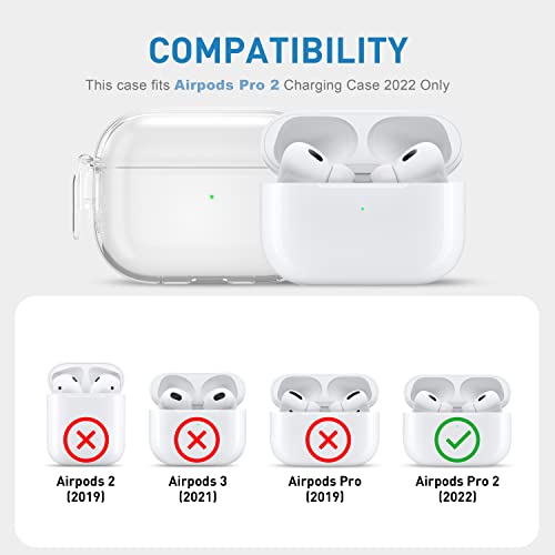 Valkit Compatible Airpods Pro 2 Case Clear with Lock, Shockproof AirPods Pro 2nd/1st Generation Case Soft Transparent Protective Cover with Lanyard iPods Pro 2 Skin for Airpods Pro 2nd/1st Gen