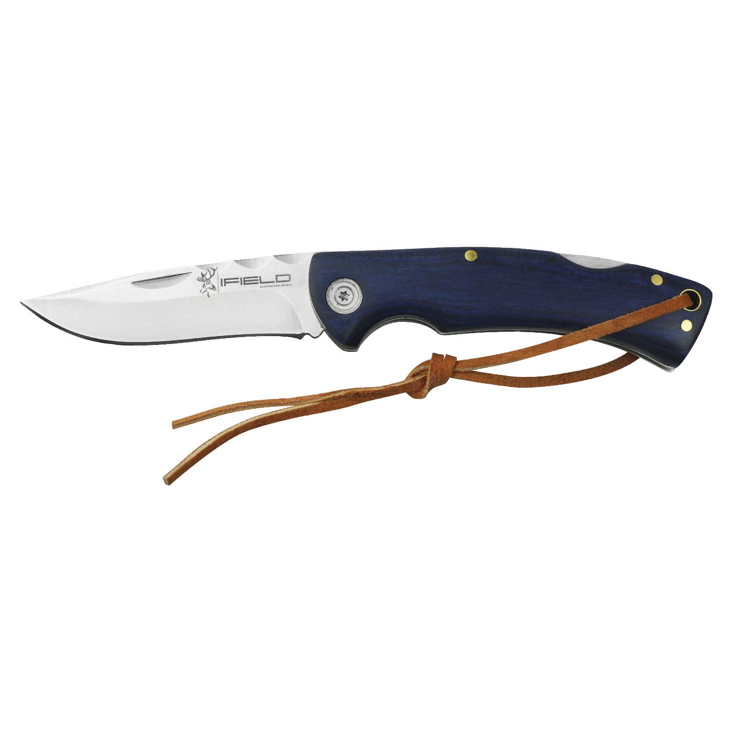 iFIELD Folding Knife Camper EL29039, Blue Stamina Handle, with Cord, 3.3 inch Stainless Steel Blade, Camping Tool for Fishing, Hunting, Sport Activity.