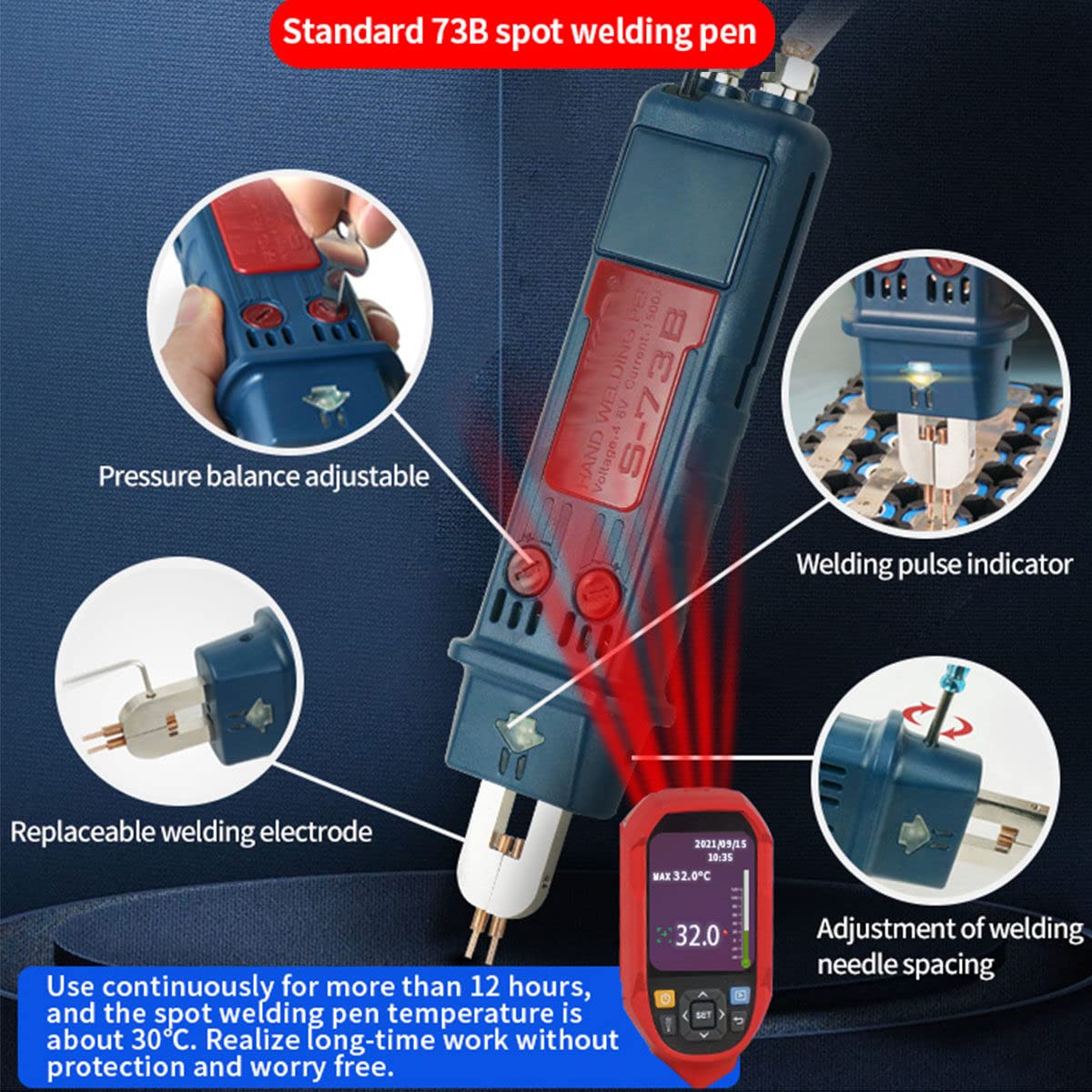 RCBDBSM Industrial Energy Storage Battery Welding Machine 12 KW Battery Spot Welder for 18650 14500 Lithium Battery Pack Building Portable Precision Spot Welding Equipment
