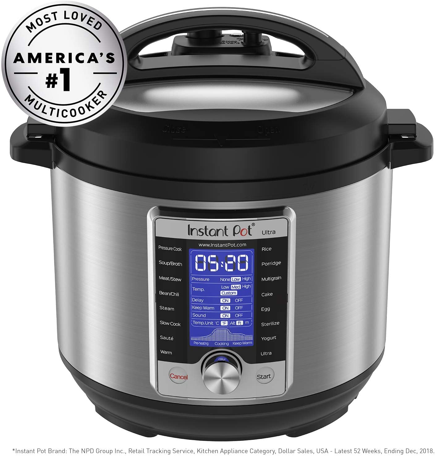 Instant Pot Ultra 80 Ultra 8 Qt 10-in-1 Multi- Use Programmable Pressure Cooker, Slow / Rice Cooker, Yogurt / Cake Maker, Egg Cooker, Sauté, and more, Stainless Steel/Black