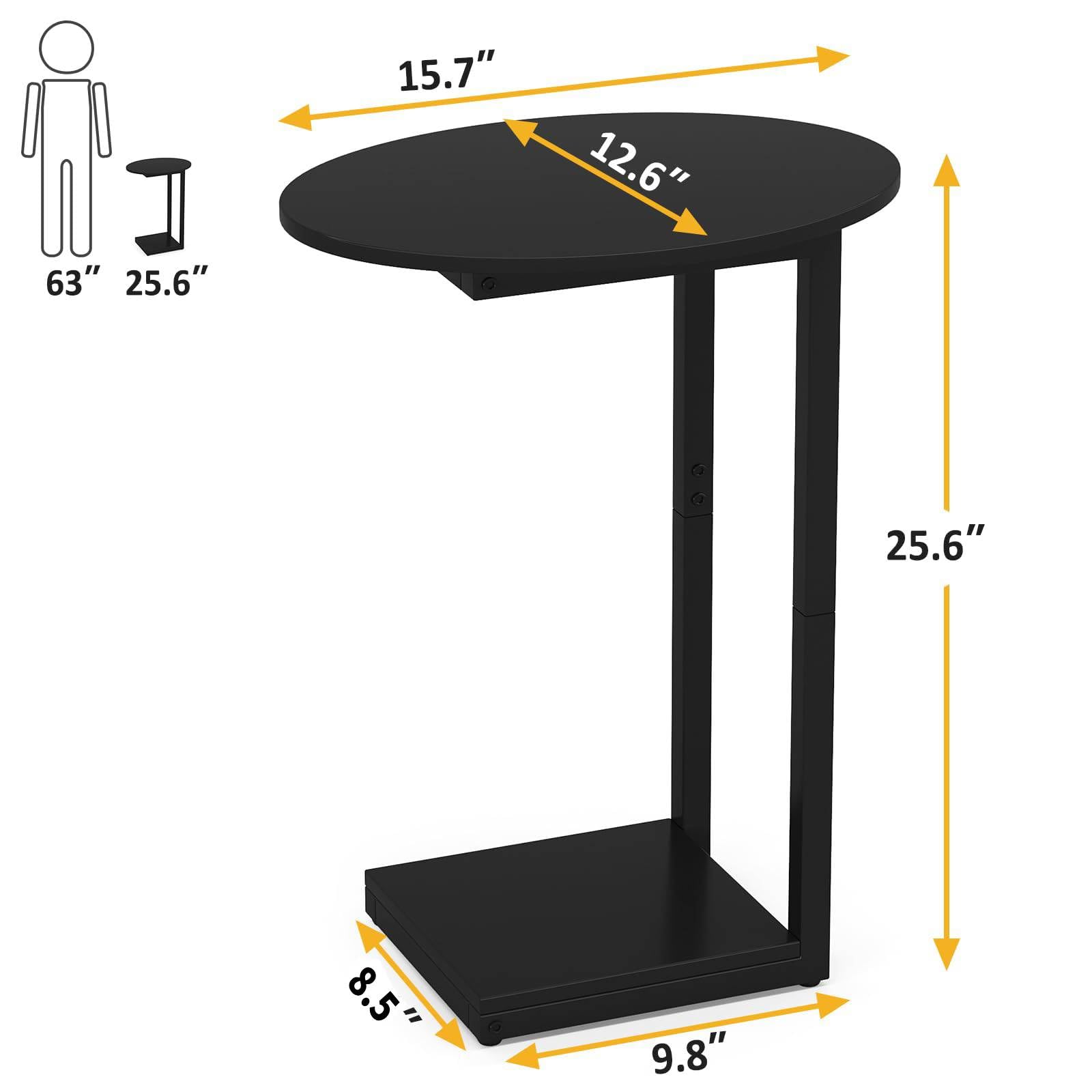 Hosfais Small Side Table End Table: C Shaped Oval Coffee Table, Wooden TV Tray for Living Room, Bedroom, Couch, Small Spaces (White)