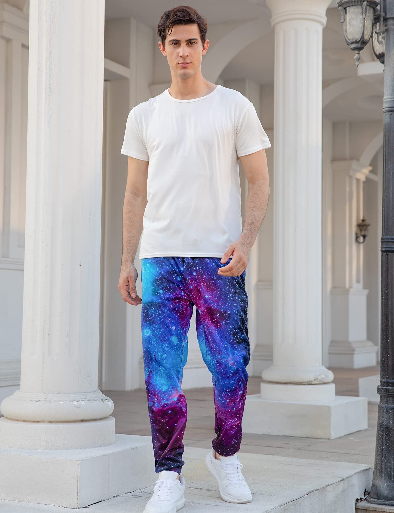 Idgreatim Women Men Galaxy Joggers Sweatpant Cool 3D Graphic Printed Hip Hop Sport Pants with Pockets S