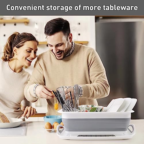 ZOUYO Collapsible Drying Dish Rack and Drainerboard Set Portable Dish Drainers Organizer Storage Rack for for Kitchen Counter RV Travel Trailer Camper Accessories