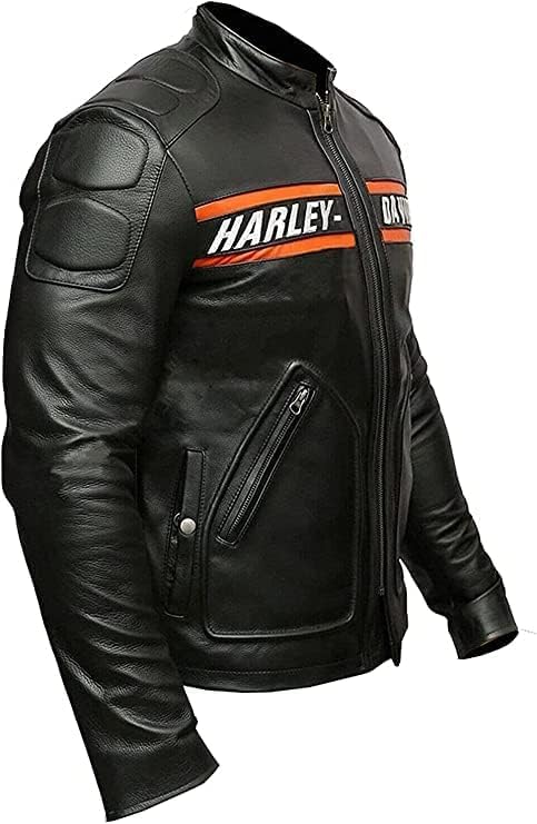 Homestoreuk TJVZ Mens Black Biker Leather Jacket Genuine Cowhide Motorcycle Riding Leather Jacket - XX-Large