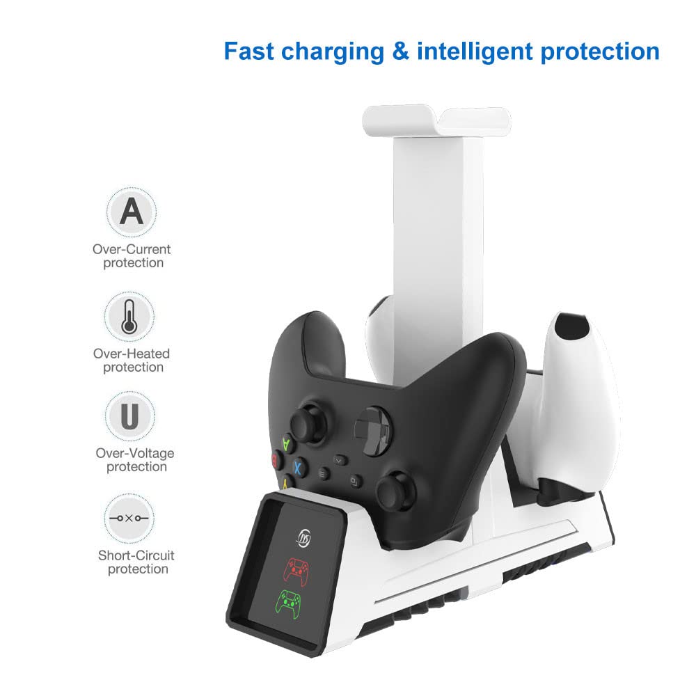 JDDWIN Magnetic Dual Charger Compatible with P5/X.S.X/NSW Controller,Controller Charger with Headset Hanger.