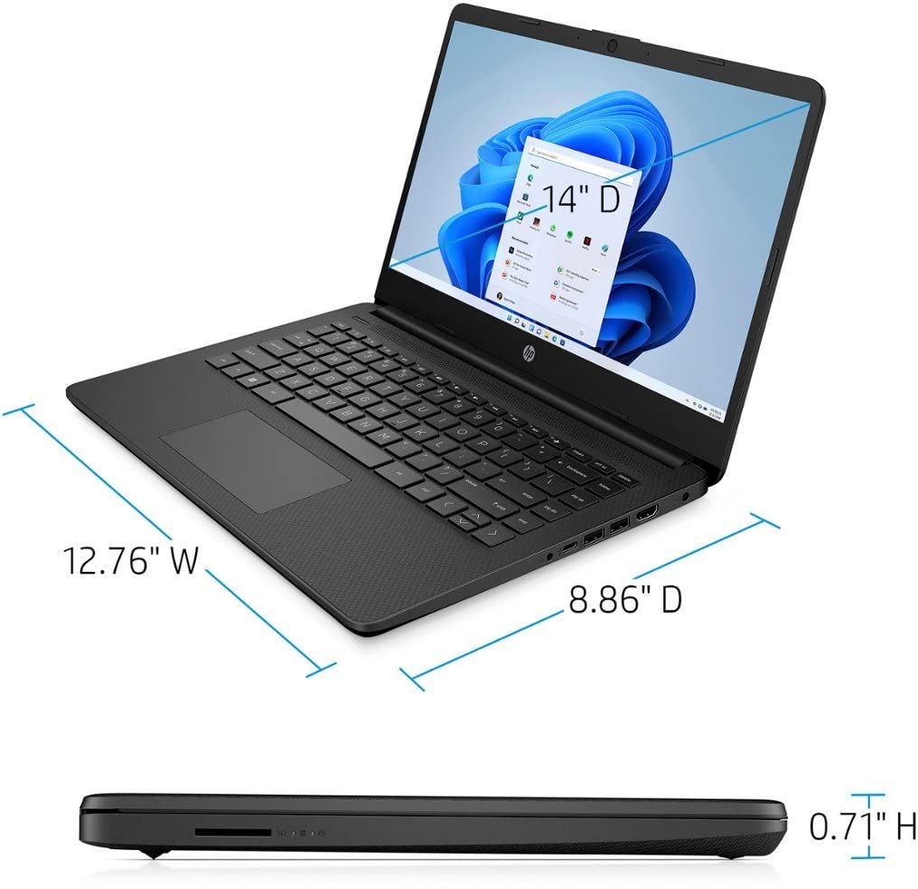 HP Stream 14" HD BrightView Laptop, Intel Celeron N4120, 4GB RAM, 64GB SSD, Intel HD Graphics, 720p Webcam, 1 Year Office 365, Gold, Win 11, 32GB USB Card (Renewed)