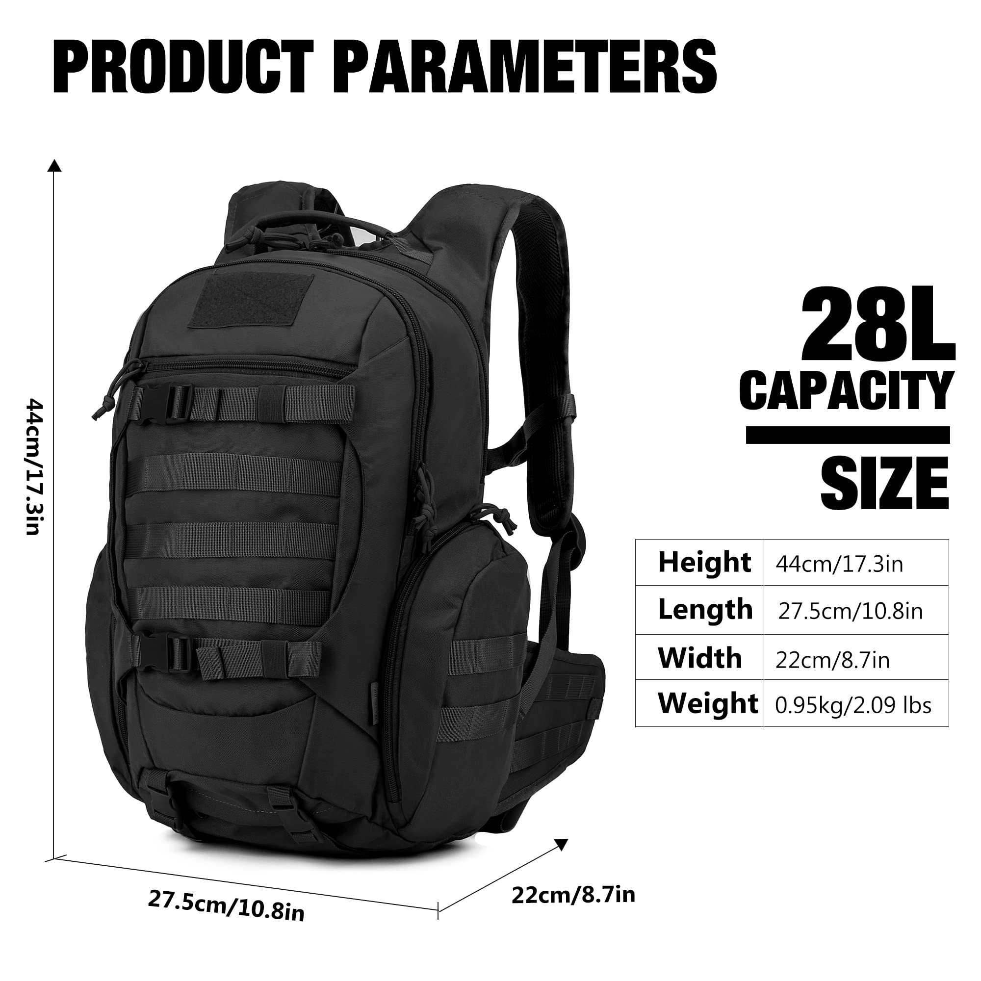 Mardingtop Tactical Backpack for Men,Military Molle Backpack for Hiking,Motorcycle Backpack,28L EDC Backpack