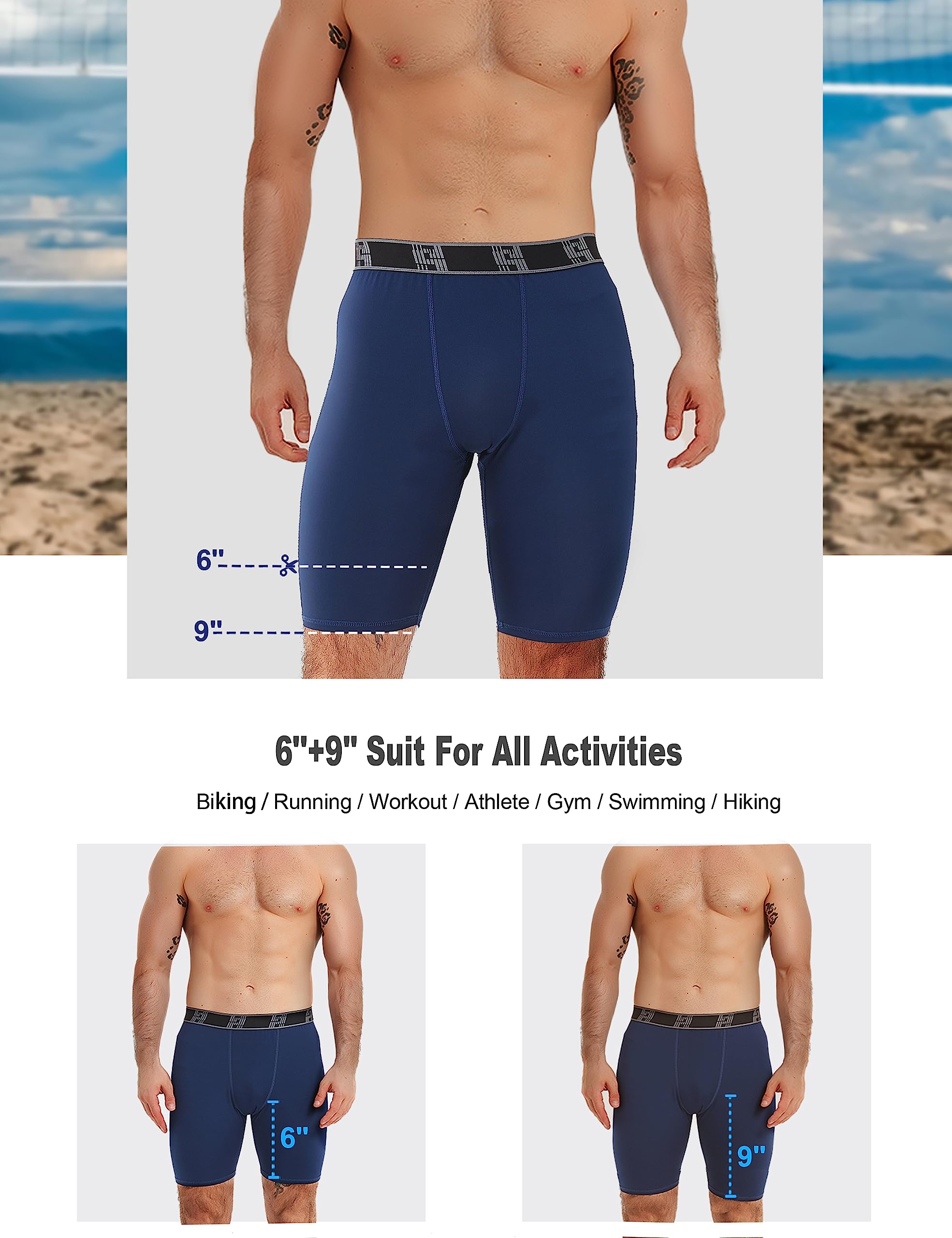 HOPLYNN 4 Pack Compression Shorts Men,Compression Underwear for Men Spandex Sport Shorts Athletic Workout Running Performance Baselayer Shorts Black Medium