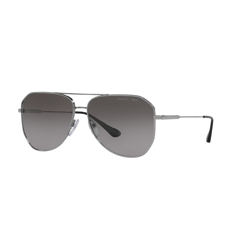 Prada PR 63XS 5AV09G Gunmetal Metal Navigator Sunglasses Grey Gradient Polarized Lens