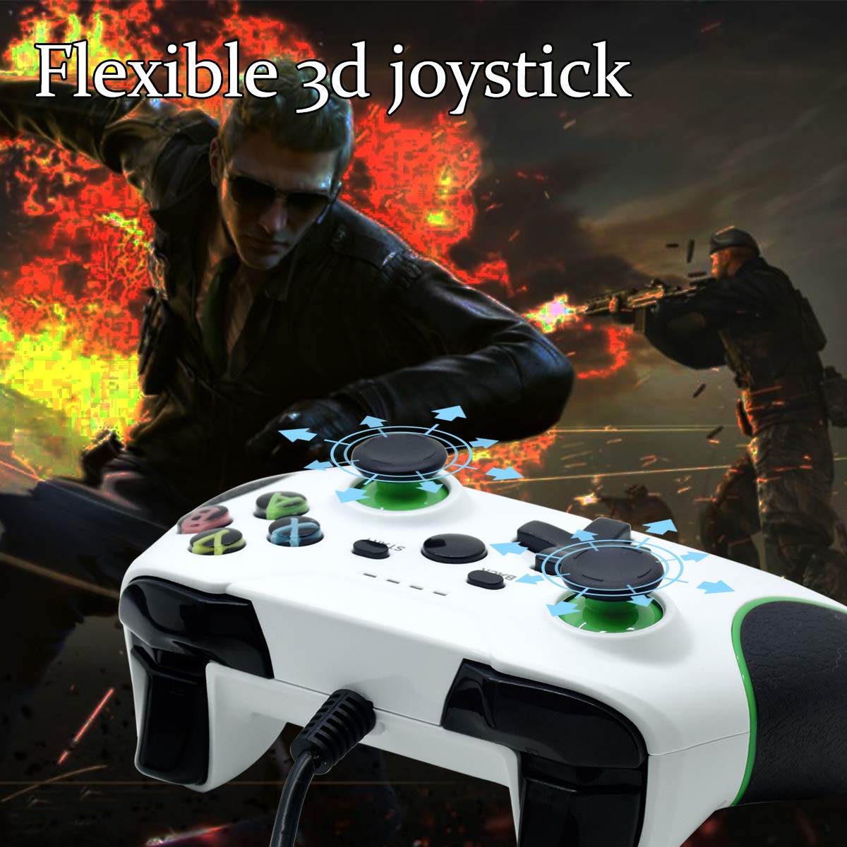 JDROAD Cable Controller for Xbox one,Wired Game Controller for Xbox one, USB Gamepad Game Controller, Suitable for Xbox one, Xbox one X, Xbox one s, Xbox one Elite, PC windows10 (White)