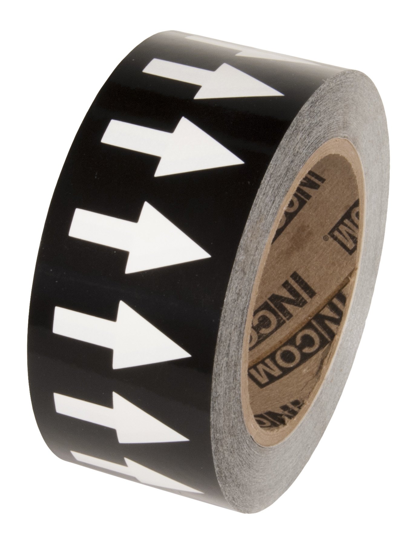 INCOM Manufacturing: Directional Flow Arrow Pipe Identification Vinyl Marking Adhesive Tape, 2 inch x 108 ft., Black / White