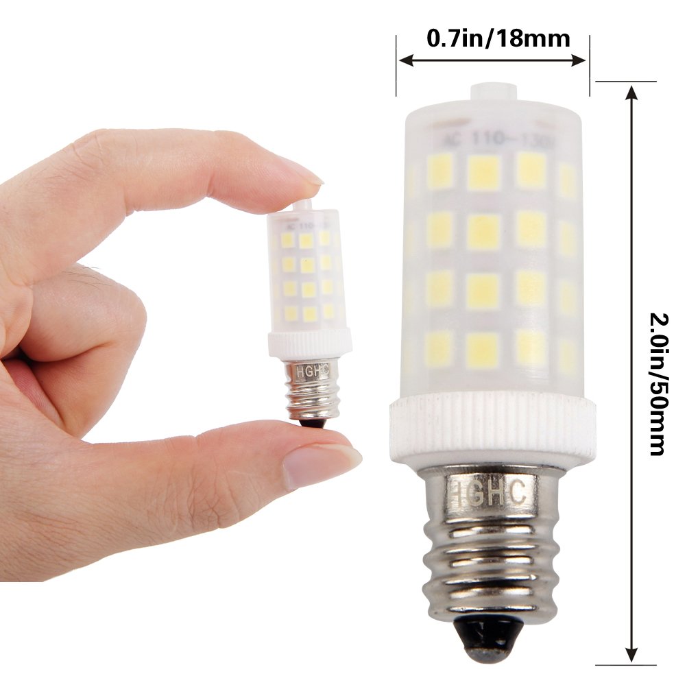 HRYSPN E12 led Light Bulb 120V 6000K Daylight White 5W 500LM Candelabra Screw Base, Halogen Bulb Replacement 15-50W, for Night Light, Refrigerator Light (Pack of 4)