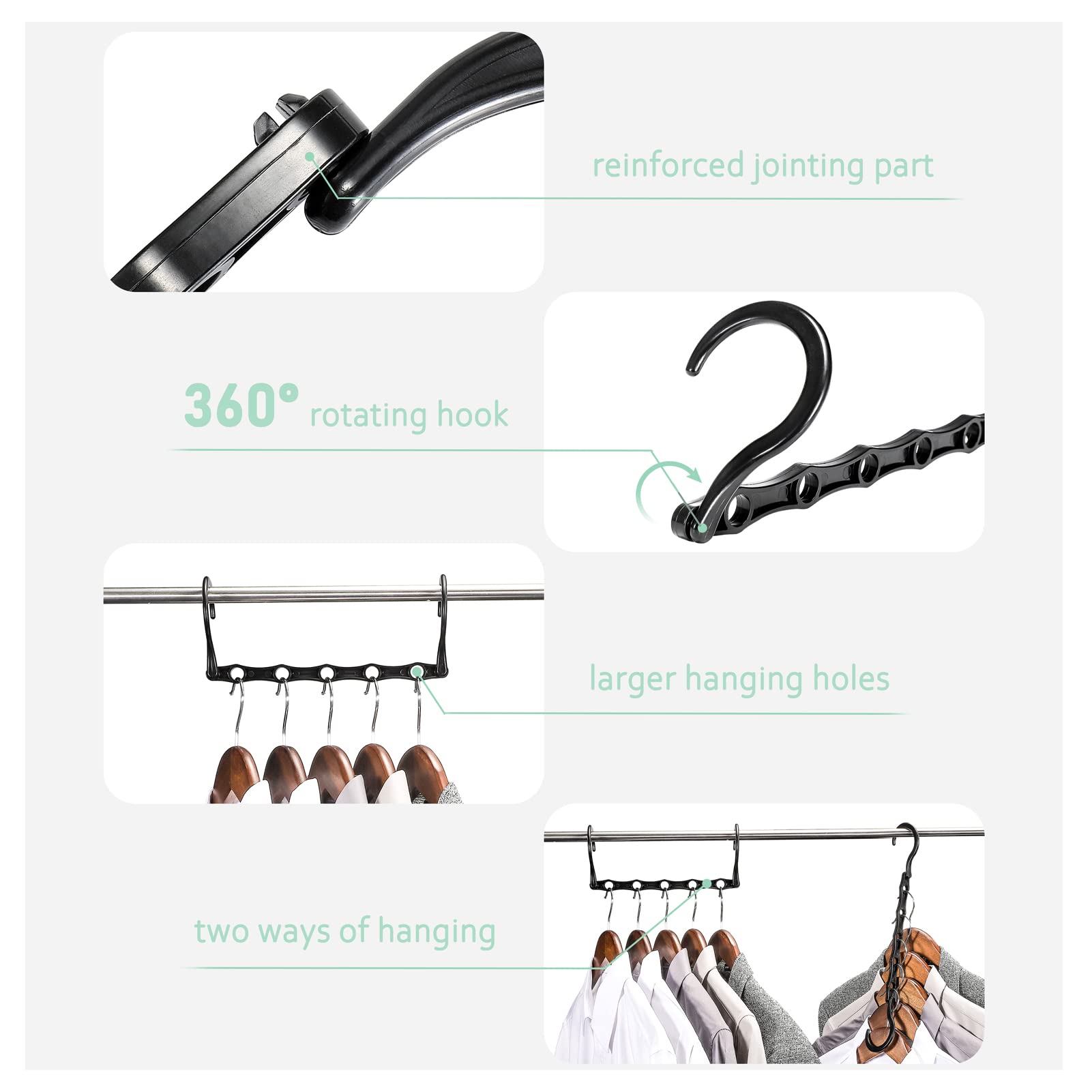 HOUSE DAY Closet Organizers and Storage Magic Space Saving Hangers, Pack of 12 Sturdy Multifunction Hanger, Plastic Collapsible Hanger Closet Organization Clothes Hanger, College Dorm Room Essentials