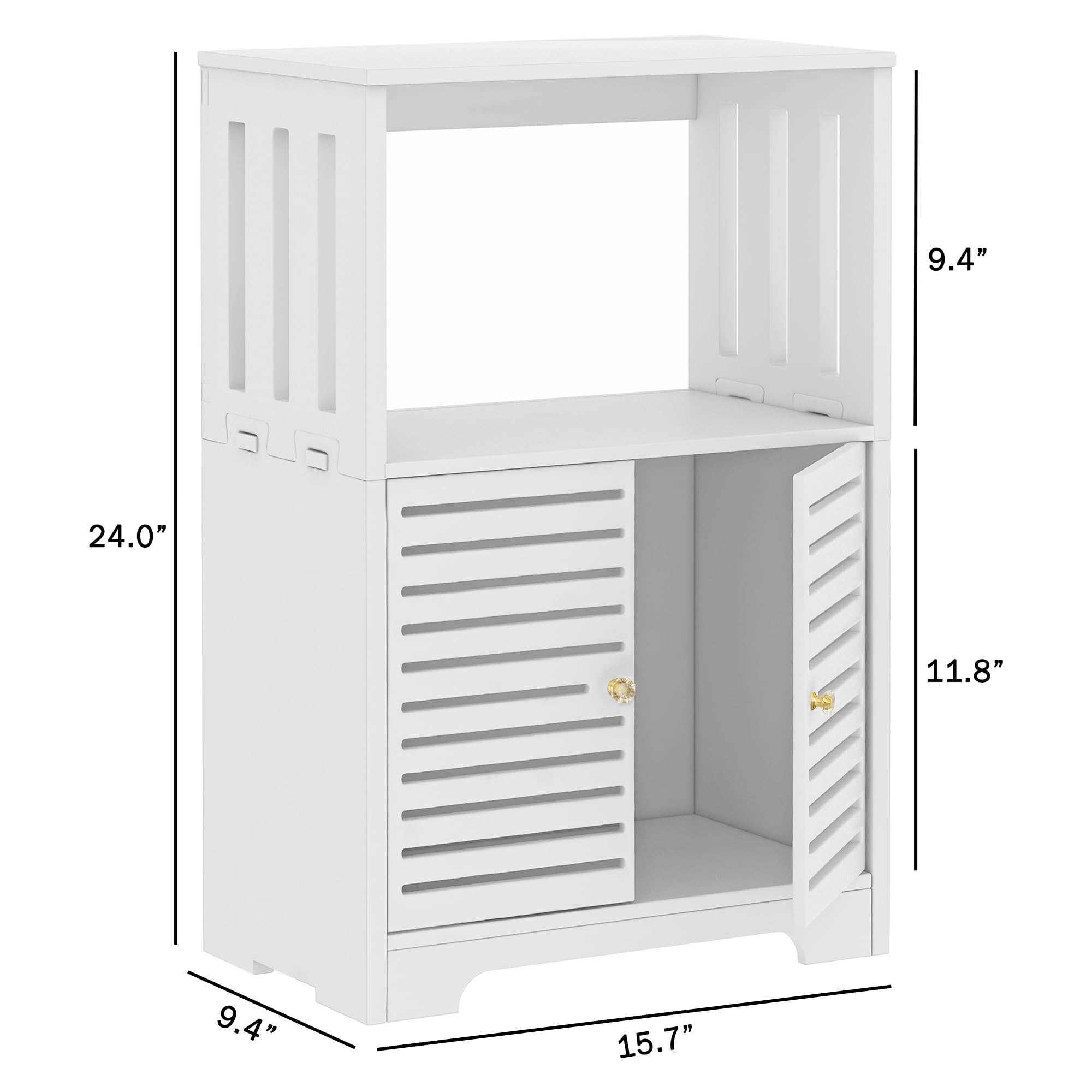 HAYOFAMY 3-Tier Side Table with Doors White, Nightstand End Table Bookcase, Storage Cabinet for Bedroom, Living Room, Bathroom, Office