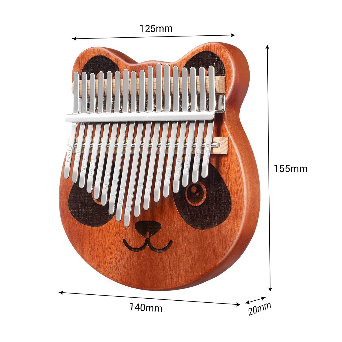 JeuRon 17 Keys Mahogany Kalimba Thumb Piano Finger Instrument With Portable Case Turning Hammer Study Instruction,Gift for Kids Adult Beginners and Professionals (NATURAL)