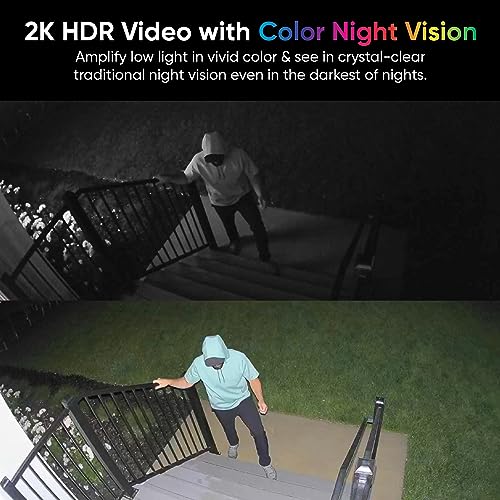 WYZE Battery Cam Pro, Wireless, No Hub, 2K HDR IP65 Outdoor/Indoor Smart Security Camera, Color Night Vision, Integrated Spotlight & Siren, Removable & Rechargeable Battery, 2-Way Audio, White, 1-Pack