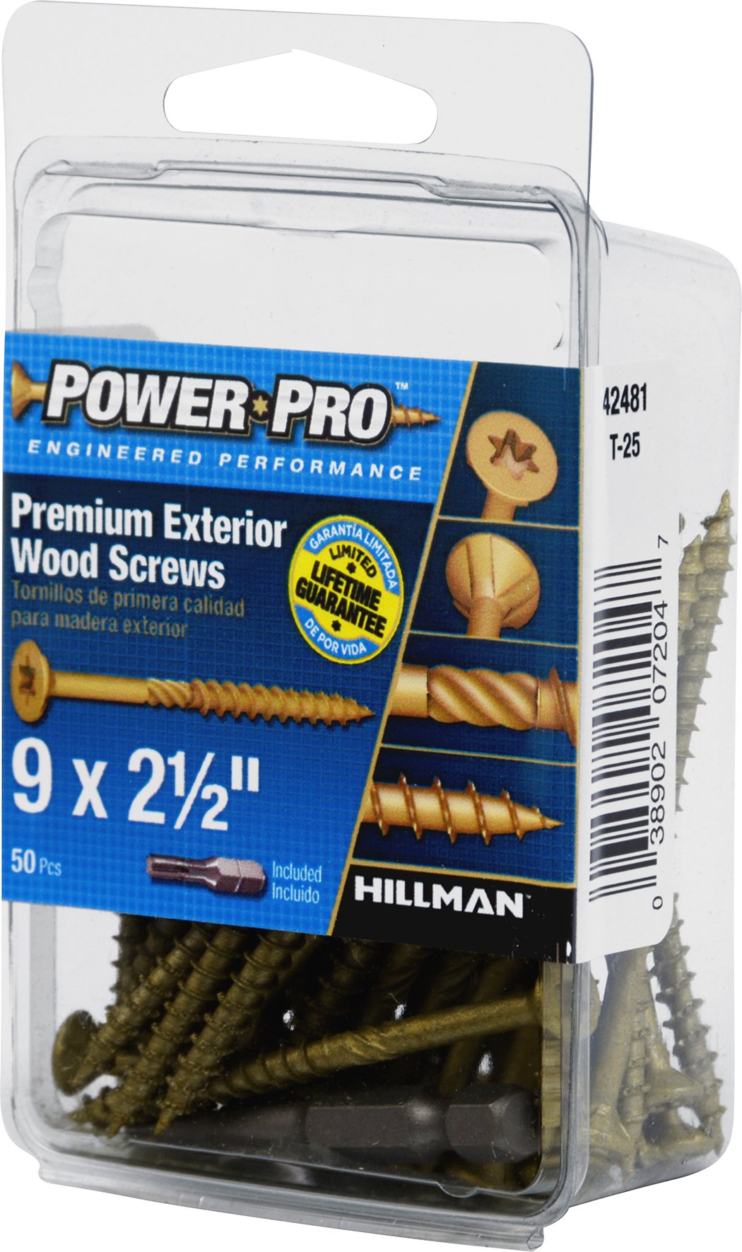 Hillman 42481 Power Pro Premium Exterior Wood Screw, 9 X 2 1/2-Inch, pack of 1 (50ps)