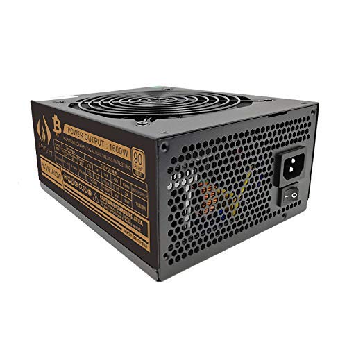 HVVH High Power 24 Pin Miner/BTC/ETC GPU ATX Fully Modular 1600W Power Supply Support Double CPU Mining Server and Computer Designed for US Voltage 110V 1600W