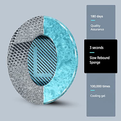 Wzsipod Cooling-Gel QuietComfort 35 / QC 35ii Replacement Ear Pads for Bose Headphones, Compatible with Bose QC45 QC35 QC25 QC2 QC15/ Around-Ear 2 AE2i AE2w/ SoundTrue & SoundLink Series (Grey Fabric)