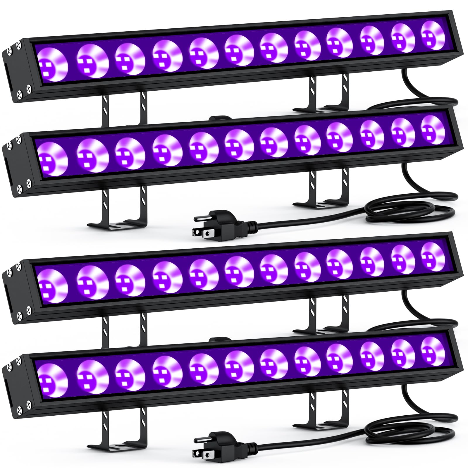 HWay 60W LED Black Lights Flood Light with Plug (6ft Cable) for Blacklight Party, Glow in Dark Party, DJ Disco Night Club, Body Paint, Fluorescent Poster (2Pack)