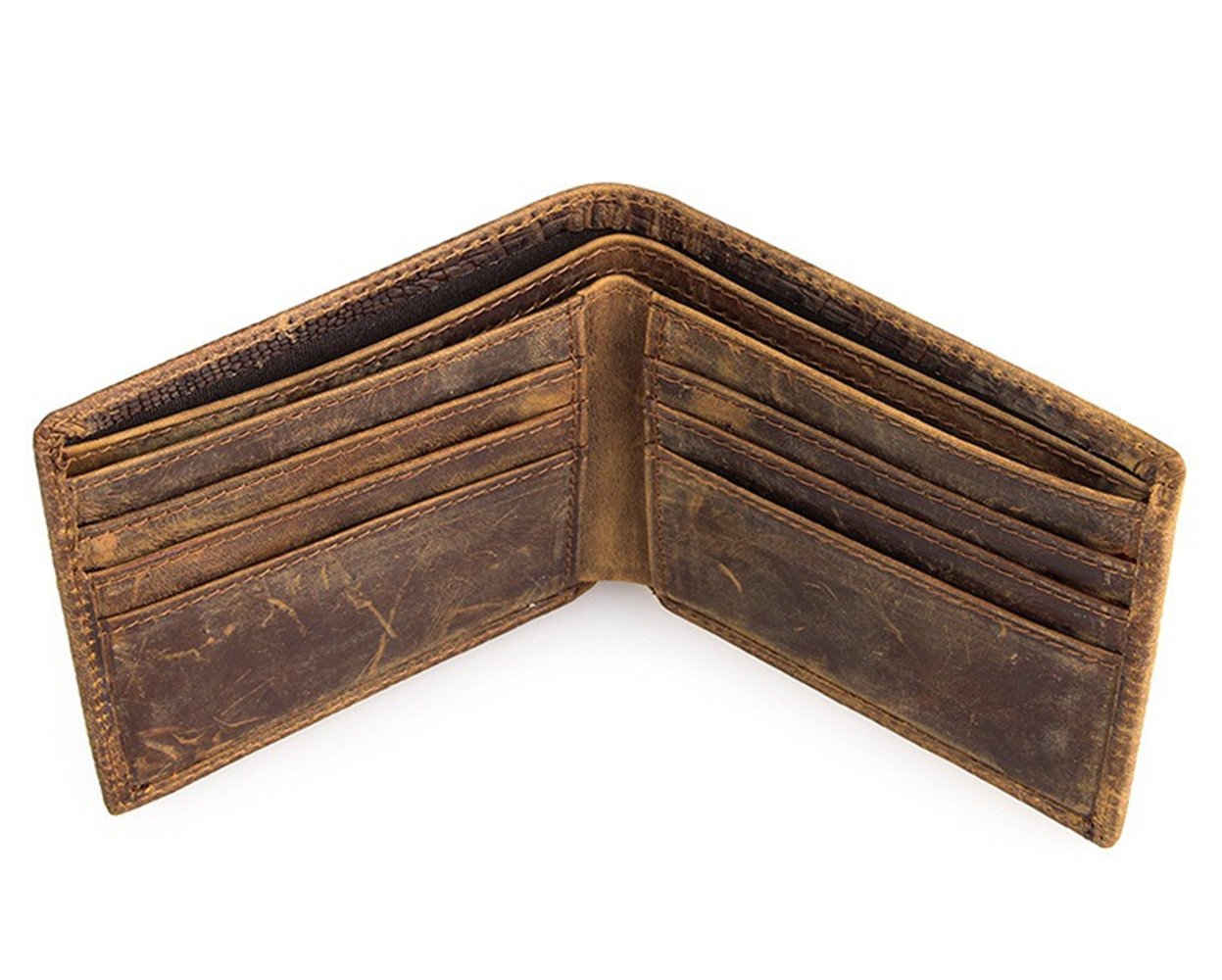 HRS Crocodiile Wallets for Men- Ultra Slim Genuine Leather Mens Bifold Wallet Vintage Personal with Alligator Embossed