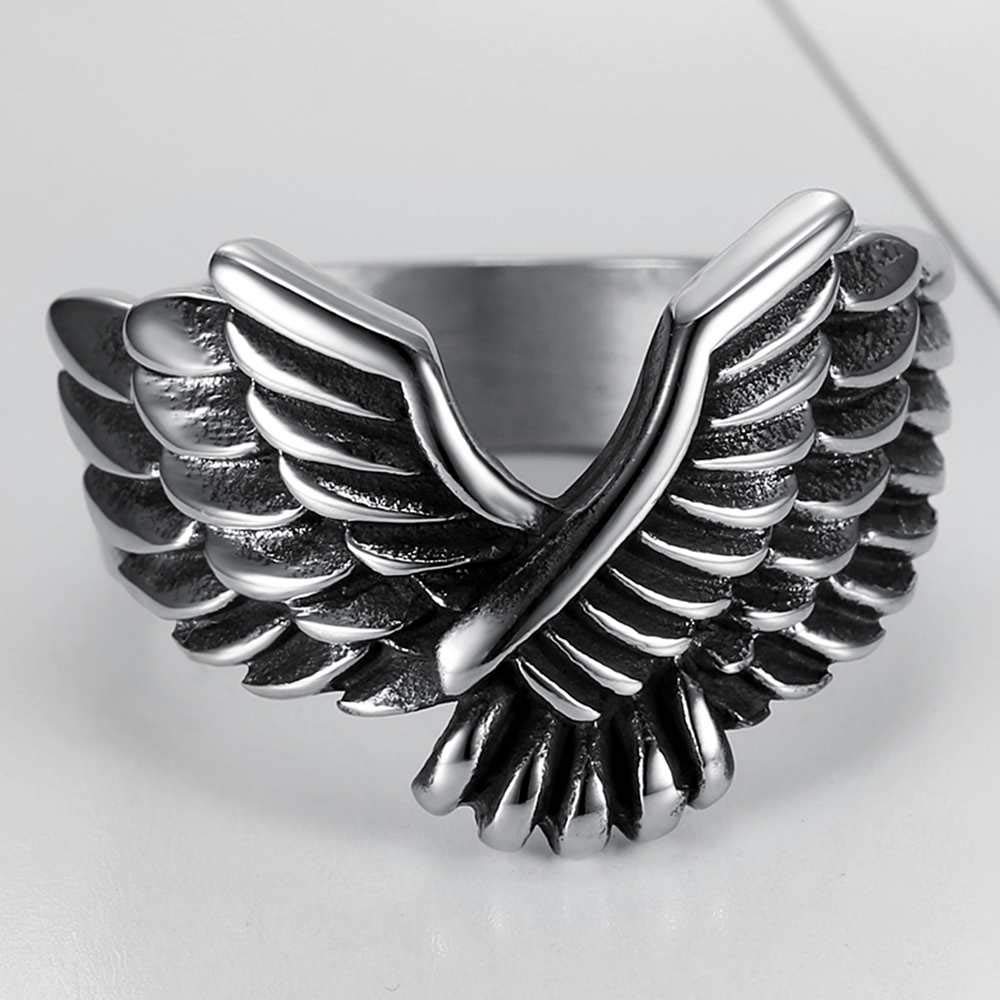 Jude Jewelers Retro Vintage Eagle Wings Style Wedding Party Cocktail Statement Biker Ring (Silver, 10)