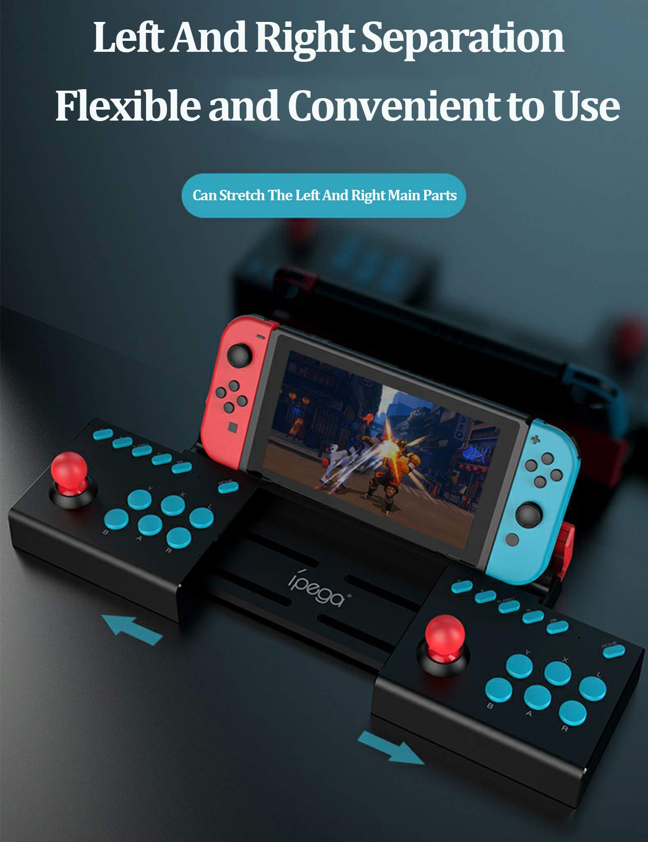 ipega PG-SW002 N-Switch Host Dual Joystick Game Console, Arcade Joystick Gamepad Controller Compatible with N-Switch & Switch Lite, Plug and Play (Such as Mario Series, Street Fighter 2, Fast RMX Etc)