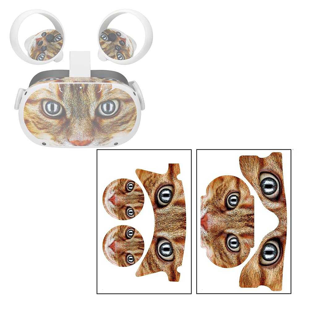 Honlyn Stickers Set Waterproof PVC Stickers Kit Decal Skin Decoration for Oculus Quest 2 Smart VR glasses headset all-in-one Accessories (Cute eye cat)